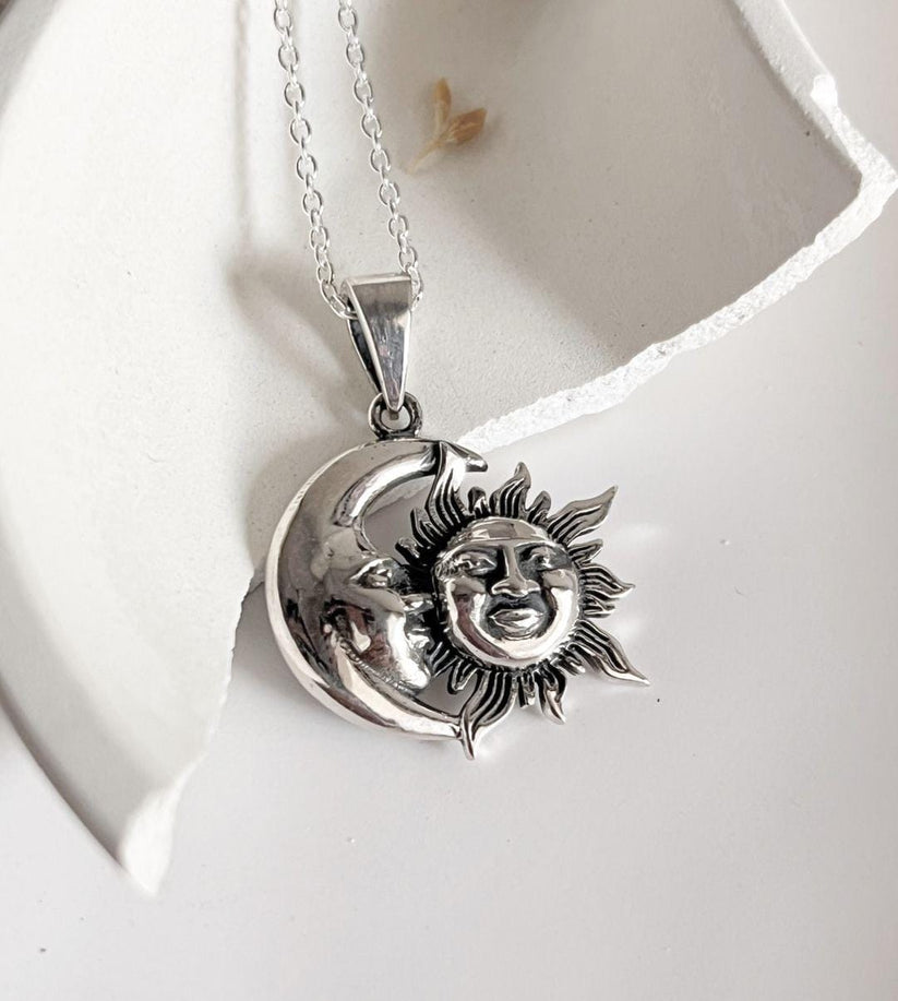 Sun Moon Big Silver Pendant 925 – Tarakaya Silver