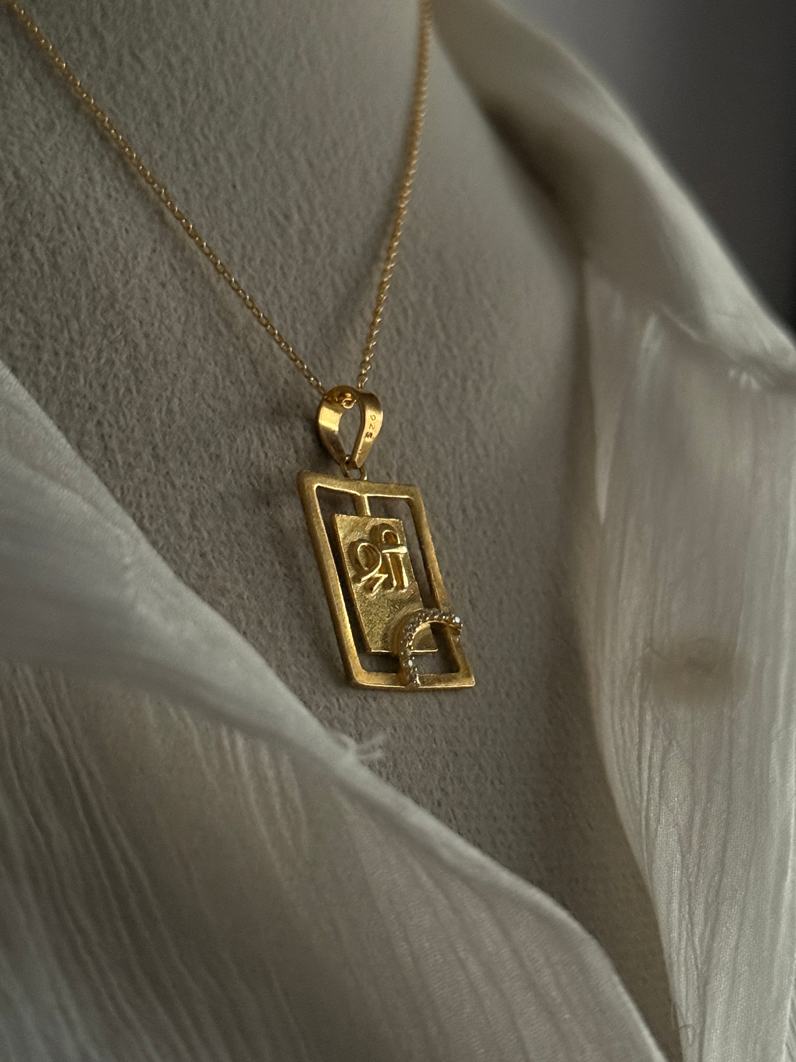 925 Sterling Silver Shree Cz Gold Plated Pendant – Tarakaya Silver