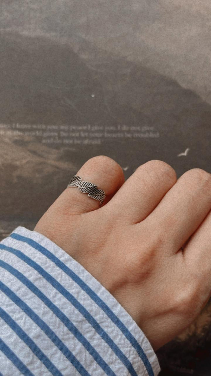 925 Sterling Silver Leafy Mid/ Little Finger Adjustable Ring – Tarakaya ...