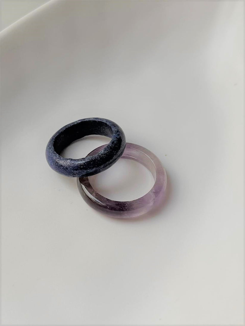 Amethyst & Lapis Lazuli Stack Set Crystal Band – Tarakaya Silver